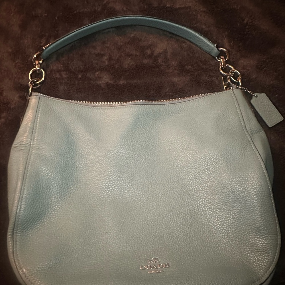 Coach Light Blue Leather Hobo Bag - Gem